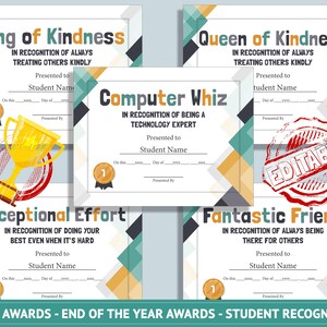 Editable Last Day of School Awards, End of the Year Awards, Student ...