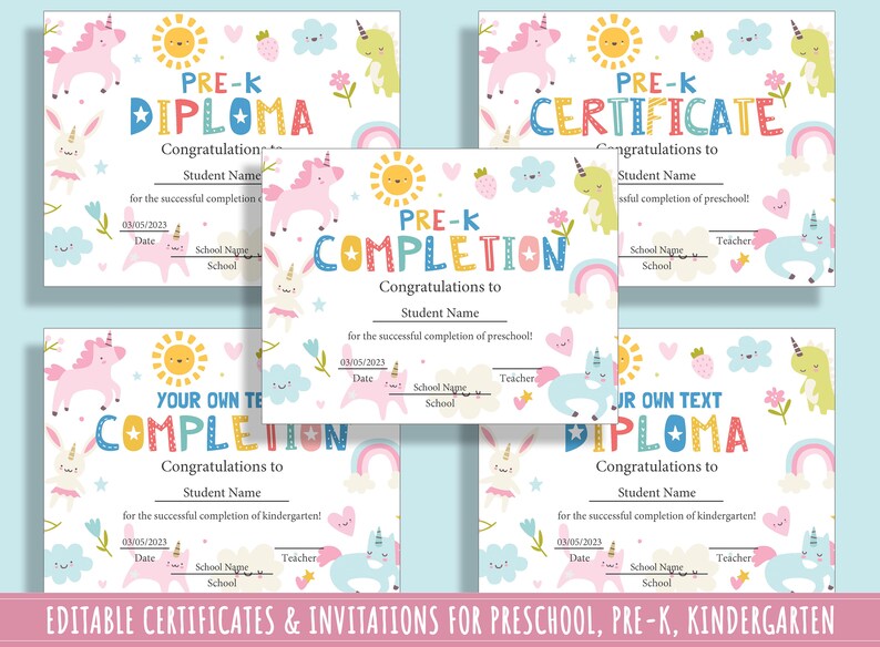 Editable Graduation Certificates Diplomas and Invitations - Etsy