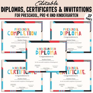 Editable End of the Year Certificates, Diplomas & Invitations for ...