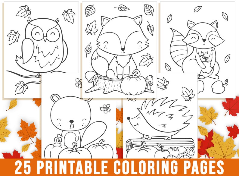 Autumn Coloring Book for Kids: High-resolution PDF With Fall Leaves ...