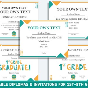 Editable 1st Grade Diploma, Second to 8th Grade Diploma, Certificate of ...