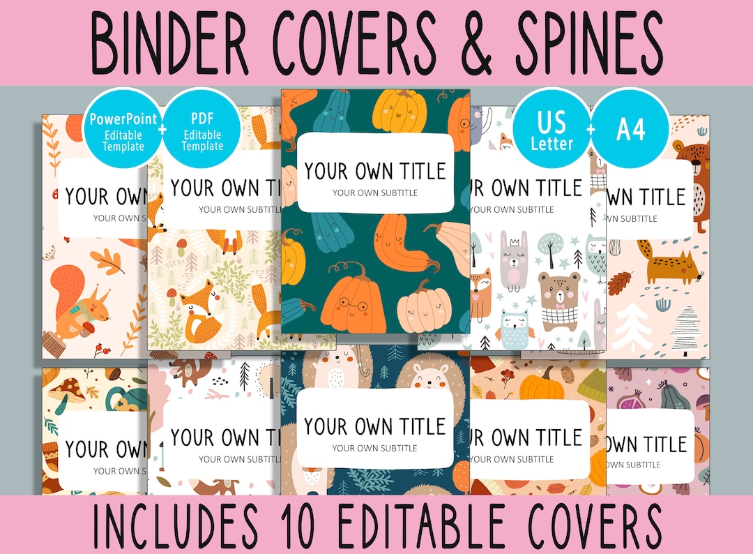 10 Editable Fall / Autumn Binder Covers, Includes 1, 1.5, 2 Spines ...