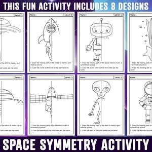 Space Symmetry Worksheet, Space Theme Lines of Symmetry Activity, 24 ...
