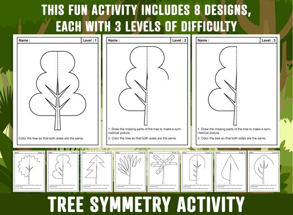 Tree Symmetry Worksheet Tree Theme Lines of Symmetry - Etsy Australia