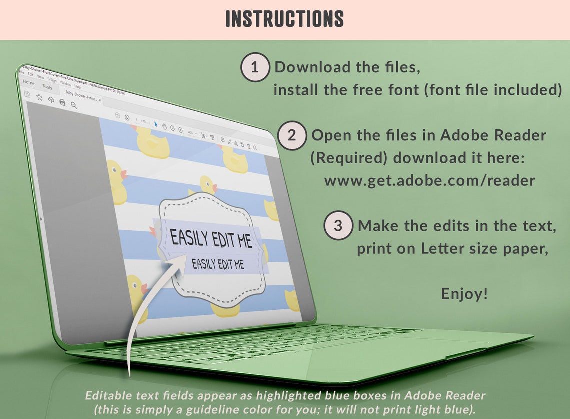 Baby Shower Binder Cover, 10 Printable/editable Binder Covers+spines ...