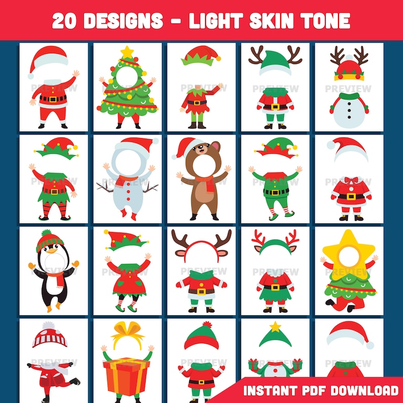 Printable Christmas Body Clipart Templates for Kids, Fun Add Your Face ...