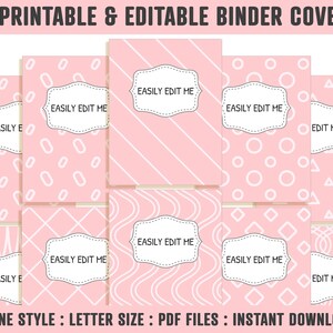 Pink Binder Cover, 10 Printable & Editable Covers+spines, Binder Insert ...