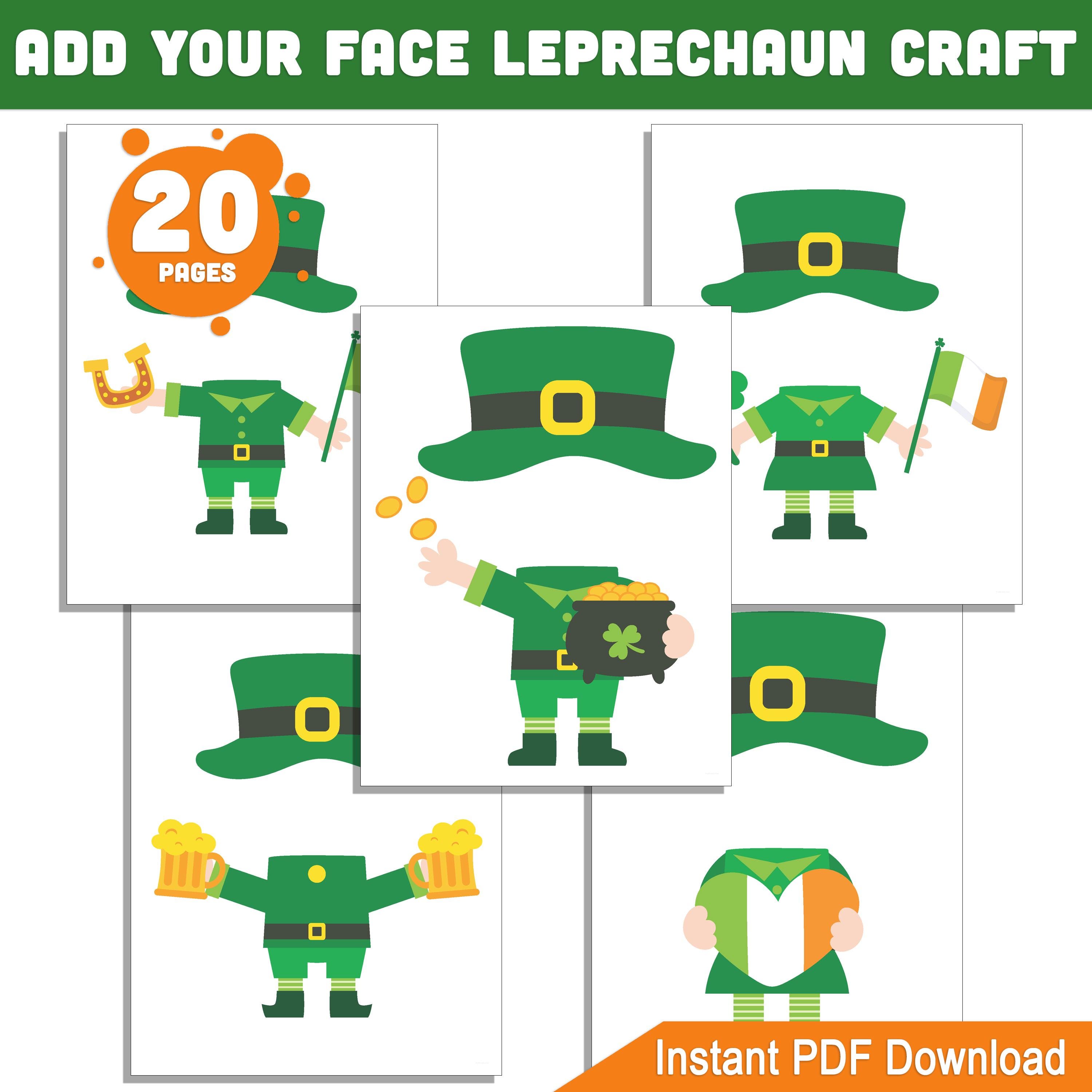 Add Your Face Leprechaun Craft, Fun St. Patrick’s Day Cutout Art for ...