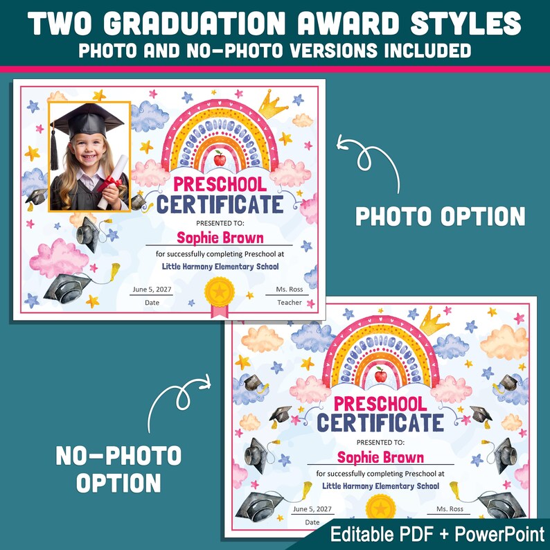 Editable Certificate of Completion or Diploma, Any Grade Graduation ...