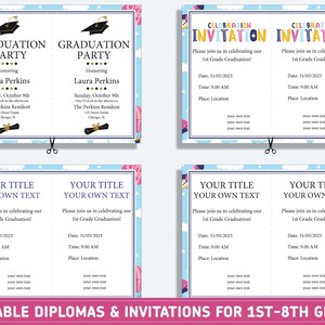 Editable 5th Grade Awards, 1st to 8th Grade Diploma, Certificate of ...
