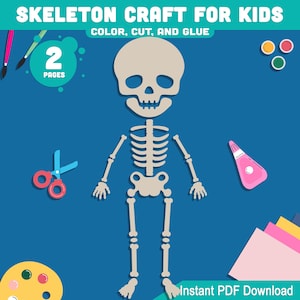 Human Body Skeleton Craft: Fun Color, Cut, and Glue Activity for Kids ...