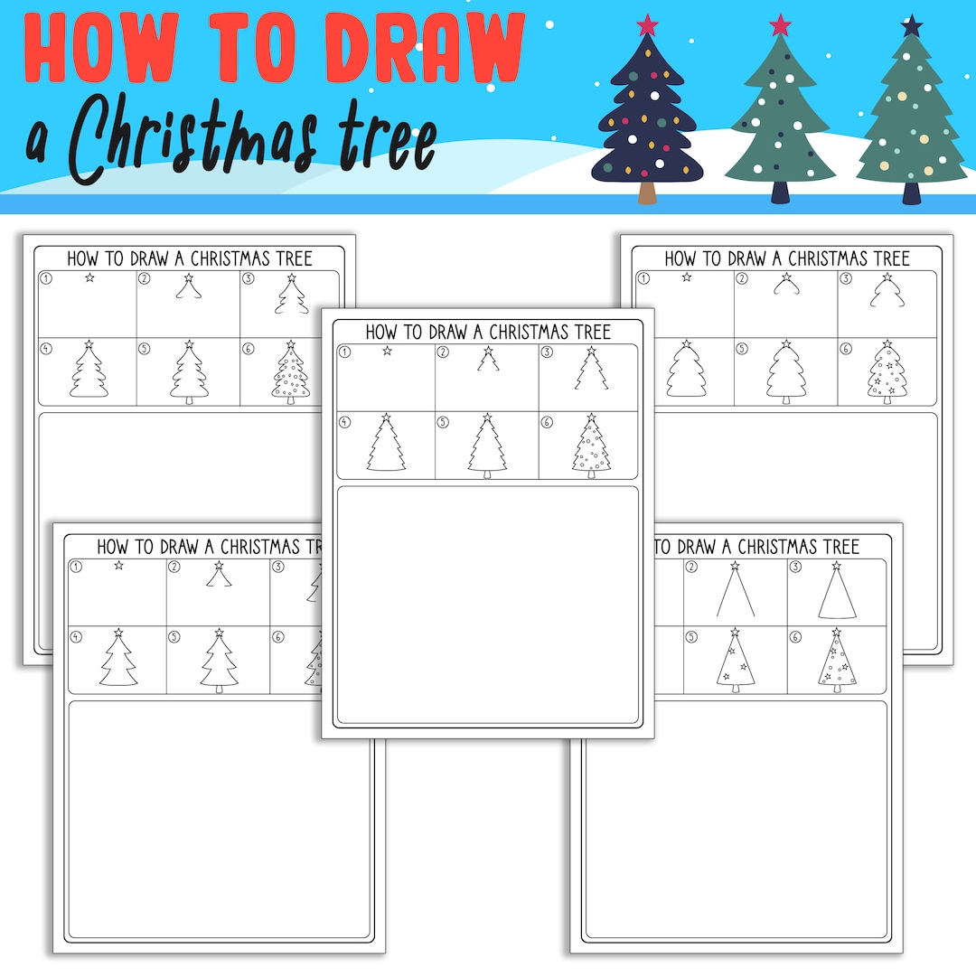 How to Draw a Christmas Tree, Directed Drawing Step by Step Tutorial ...