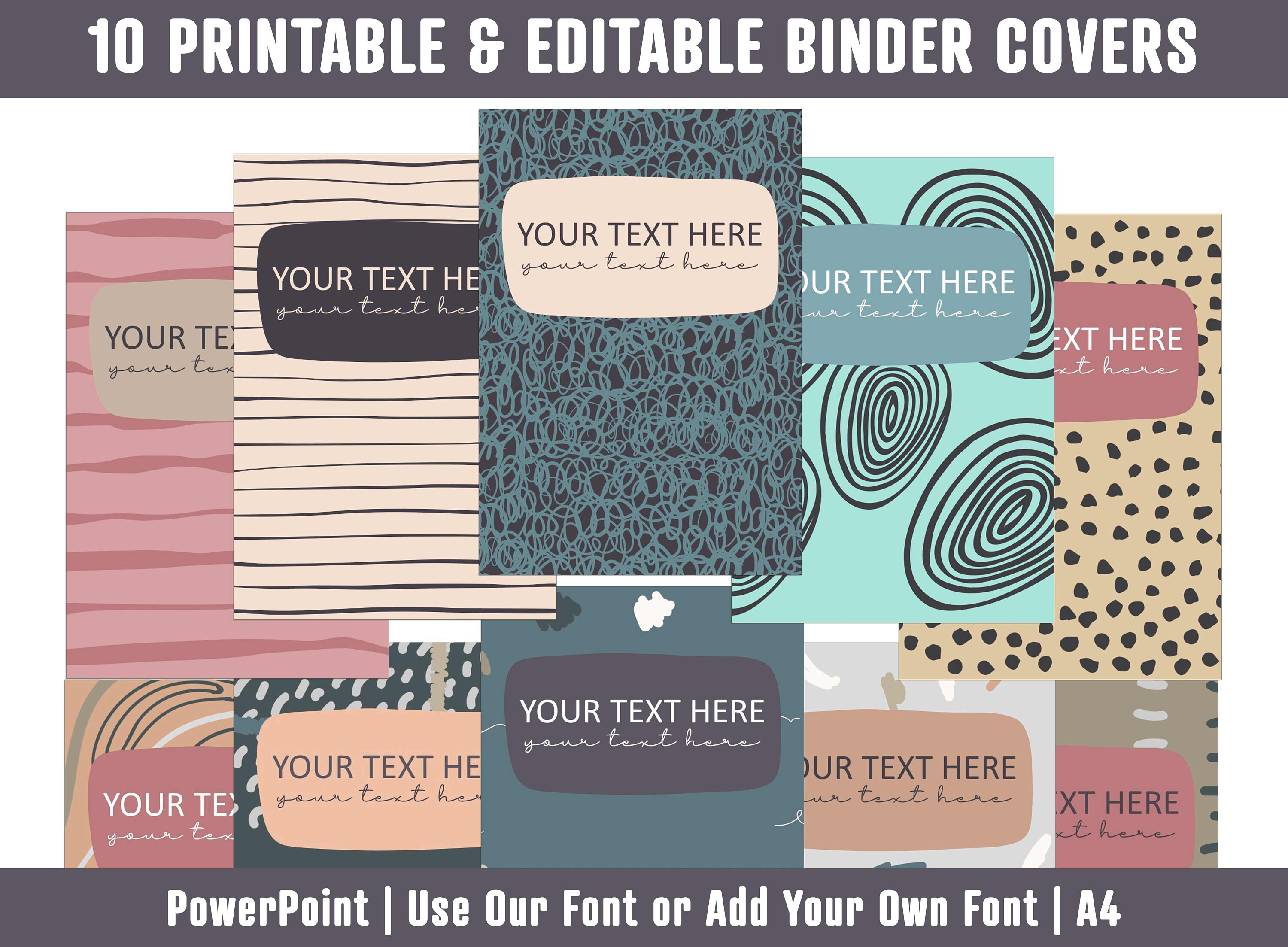 Powerpoint Binder Covers, 10 Printable/editable Abstract Binder Covers ...