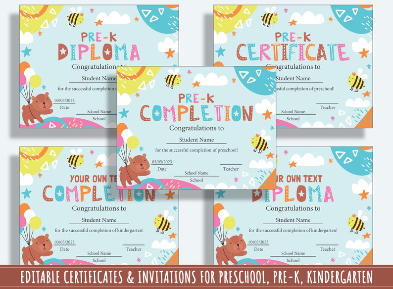37 Pages of Editable Diploma Certificate and Invitation - Etsy