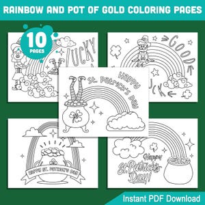 Rainbow and Pot of Gold Coloring Pages: Fun St. Patrick’s Day Activity ...