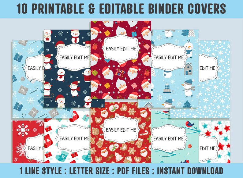 Christmas Gifts Santa Snowmen Candy Binder Cover, 10 Printable/editable ...