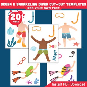 Scuba & Snorkeling Diver Body Cut-out Craft: Add Your Face to Printable ...