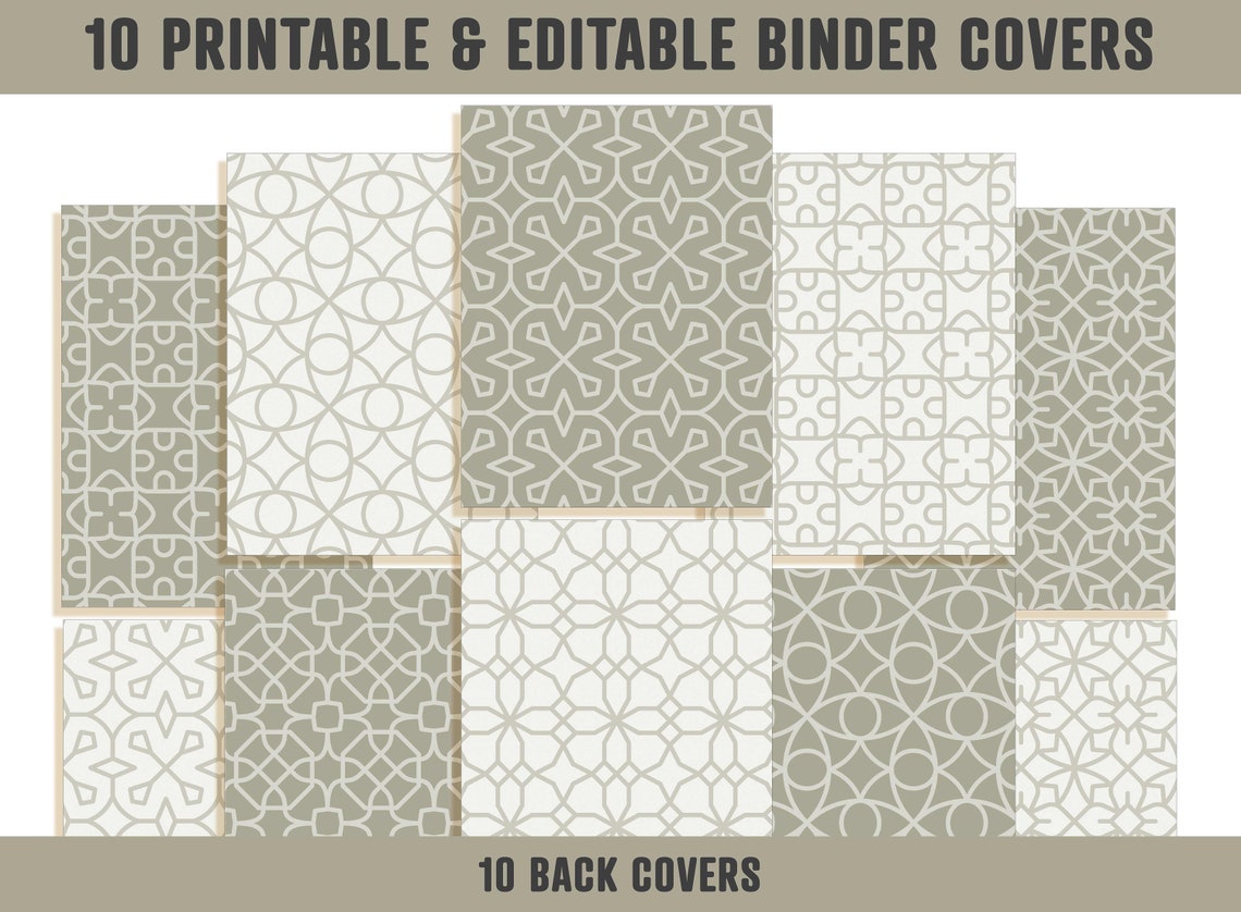 Binder Cover Printable Editable 10 Binder Covers & Spines - Etsy
