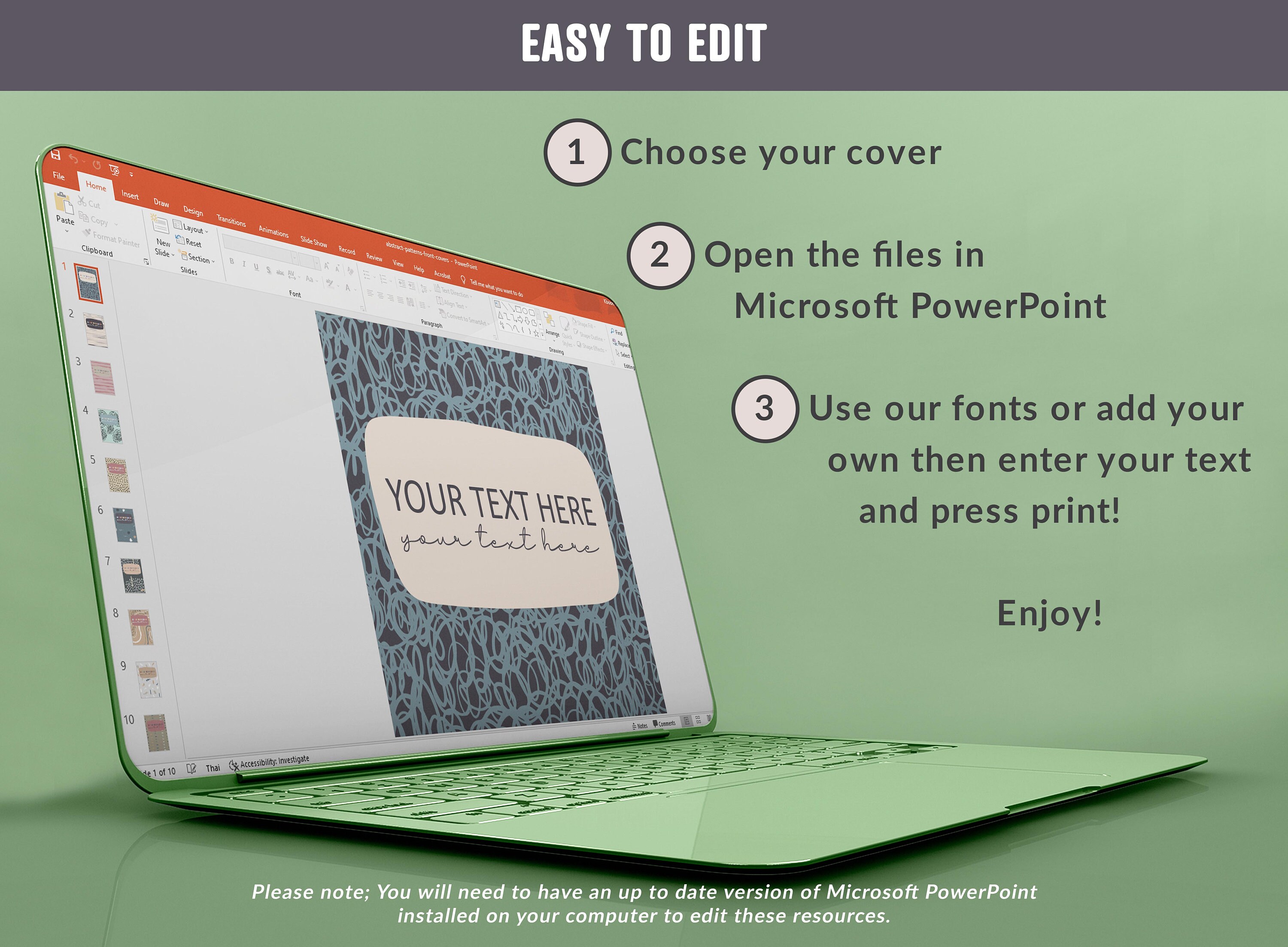 Powerpoint Binder Covers, 10 Printable/editable Abstract Binder Covers ...