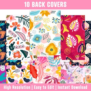 Powerpoint Binder Covers, 10 Printable/editable Abstract Floral Covers ...