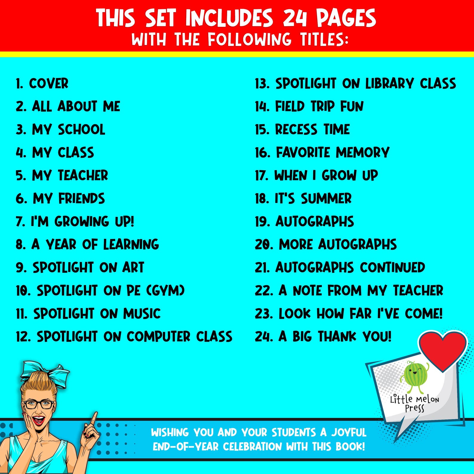 Sixth Grade (6th Grade) End of the Year Memory Book, Fun Comic Writing ...