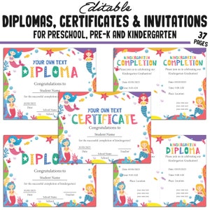 Editable Kindergarten Graduation Invitations, Pre-k and Preschool ...