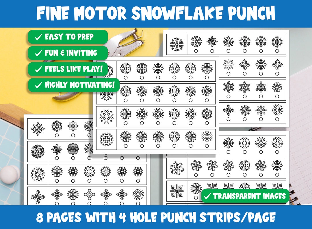 Fine Motor Snowflake Punch, Winter Hole Punch Activities for Task Boxes ...