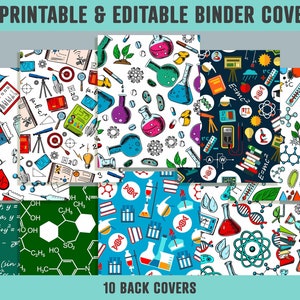 Science Pattern Binder Cover, 10 Printable & Editable Binder Covers ...