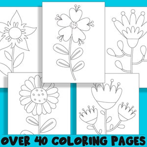 Flowers Leaves Coloring Book, 40 Printable Coloring Pages for Kids a ...