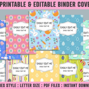 Easter Binder Cover, 10 Printable/editable Binder Covers + Spines ...