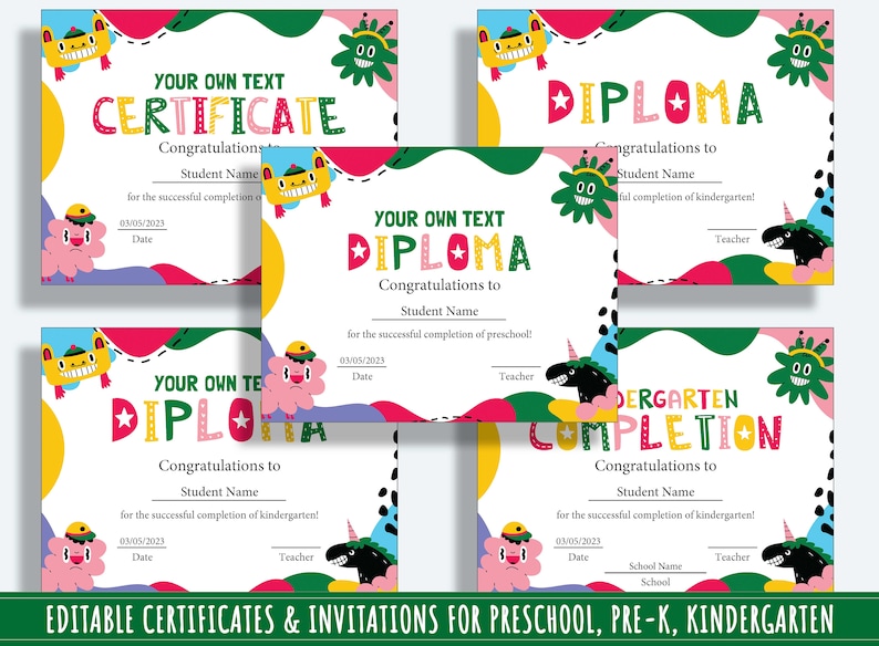 Editable Class Certificates End of the Year Awards Diplomas - Etsy