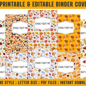 Fall Planner Covers, 10 Editable Binder Covers and Spines, Binder Cover ...
