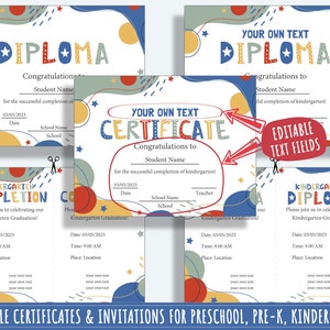 37 Pages of Editable Diploma, Certificate, and Invitation Templates for ...