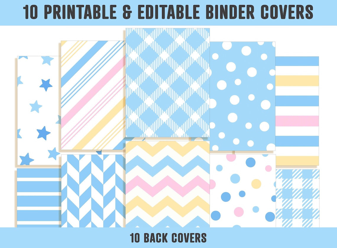 Binder Cover Inserts 10 Printable & Editable Binder | Etsy