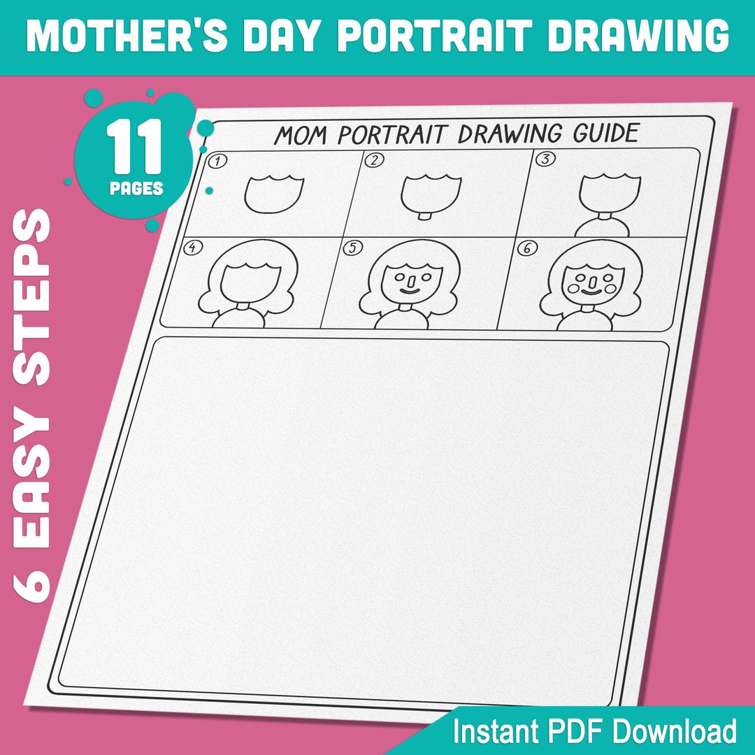 Mother’s Day Portrait Drawing: 5-page Art Guide With 6 Steps, 5 ...
