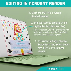 Editable Pre-k Moving up Certificate Template, Graduation Letter Size ...