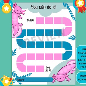 Printable Axolotl Reward Chart for Kids, Adorable and Fun Behavior ...