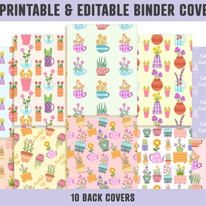 Flower Binder Cover, 10 Printable/editable Covers+spines, Binder Insert ...