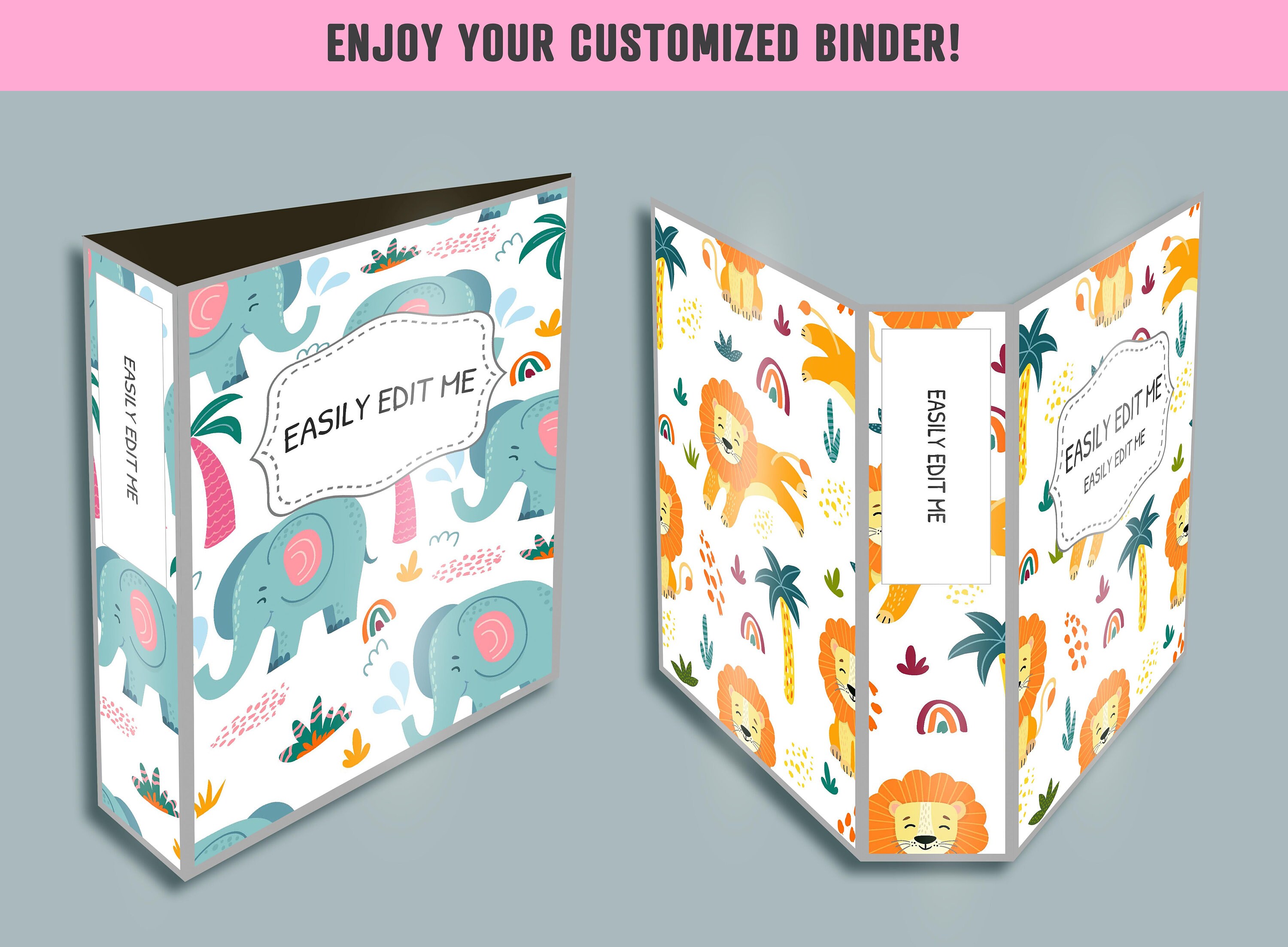 African Animals Binder Cover 10 Printable & Editable Covers - Etsy