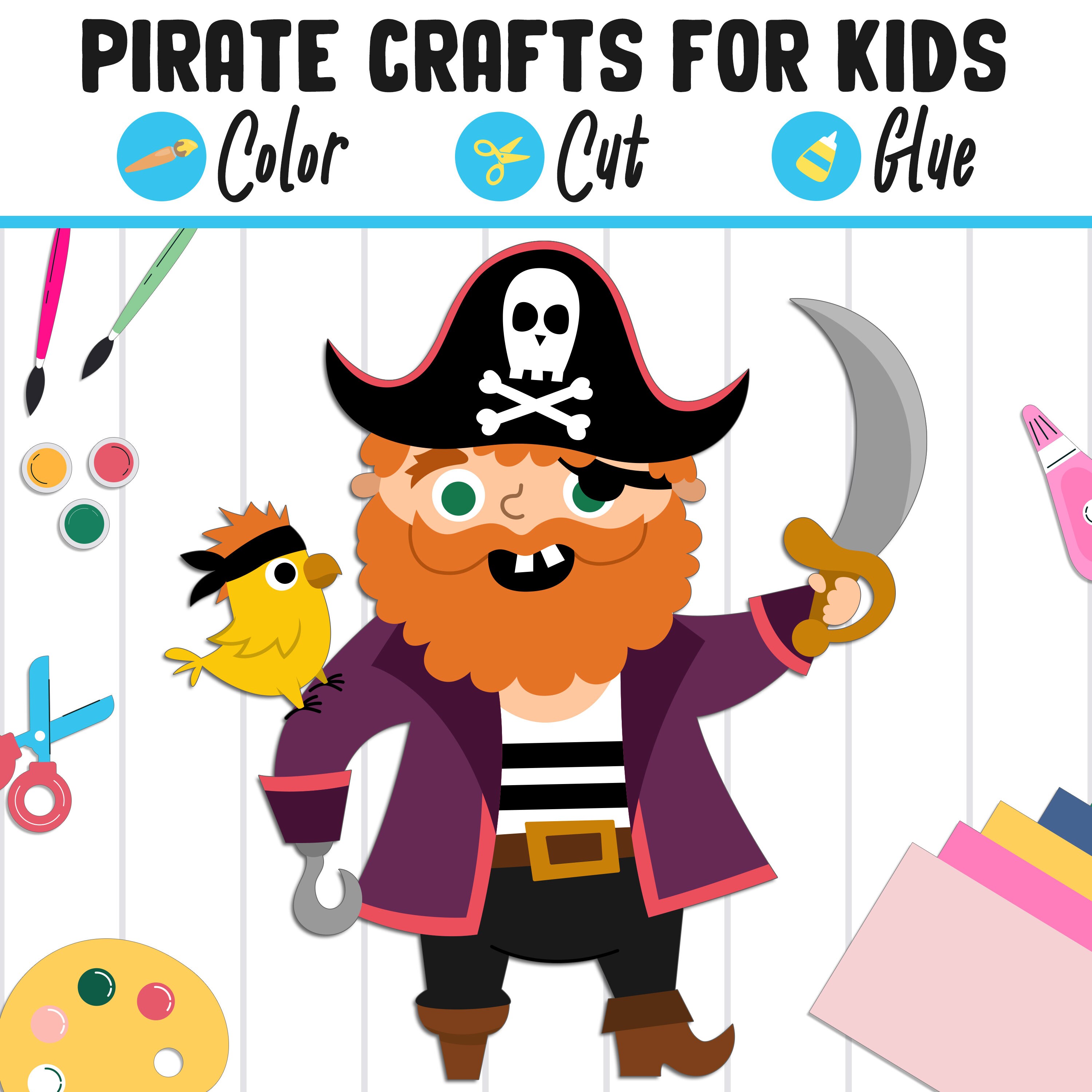 Pirate Crafts for Kids: Color, Cut, and Glue, a Fun Activity for K to ...
