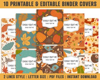 Binder Cover and Spine 10 Printable/editable Covers Spines | Etsy