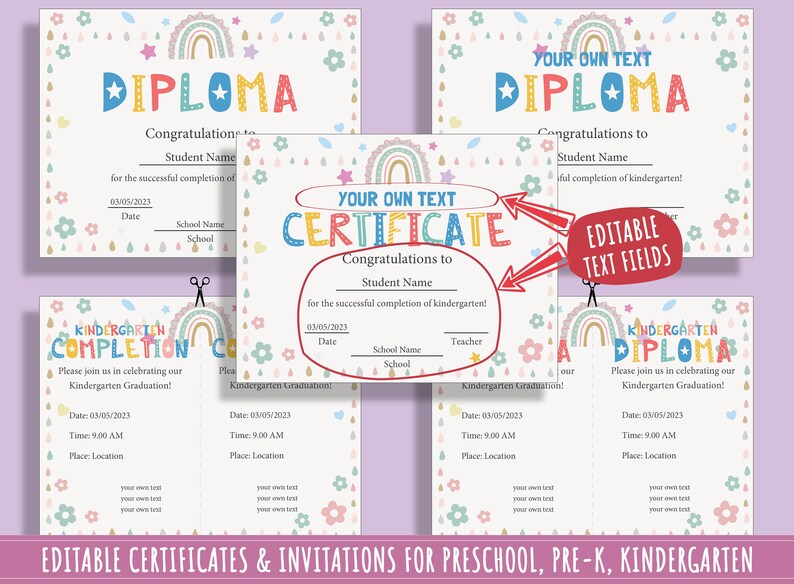 Diploma Certificate and Invitation Templates for - Etsy