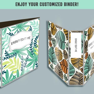 Leaves Binder Cover, 10 Printable & Editable Binder Covers + Spines ...