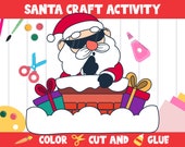 Santa Craft Activity Color Cut and Glue for Prek to 2nd - Etsy