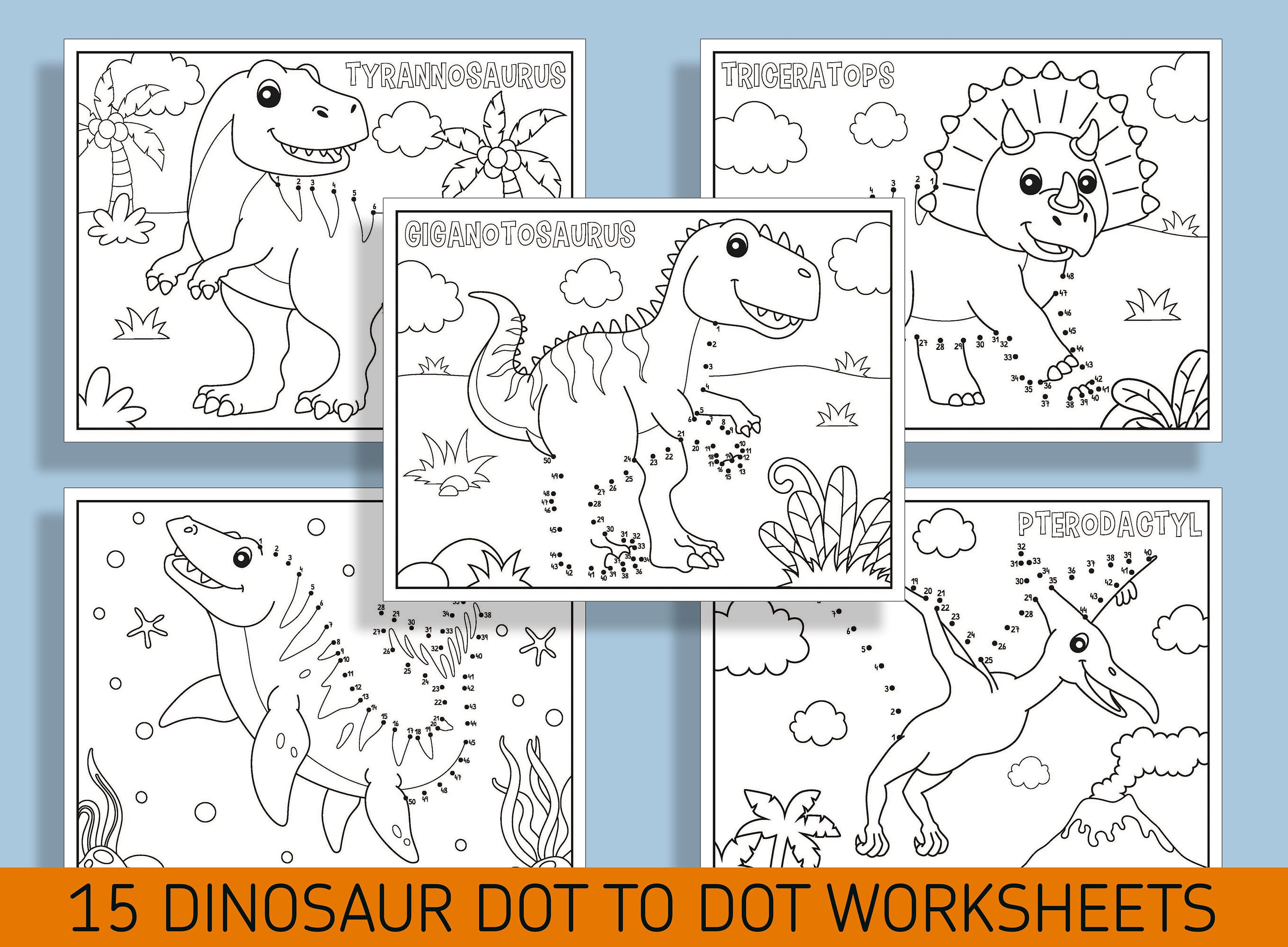 Roar Into Learning With 15 Dinosaur Dot-to-dot Worksheets: Perfect for ...