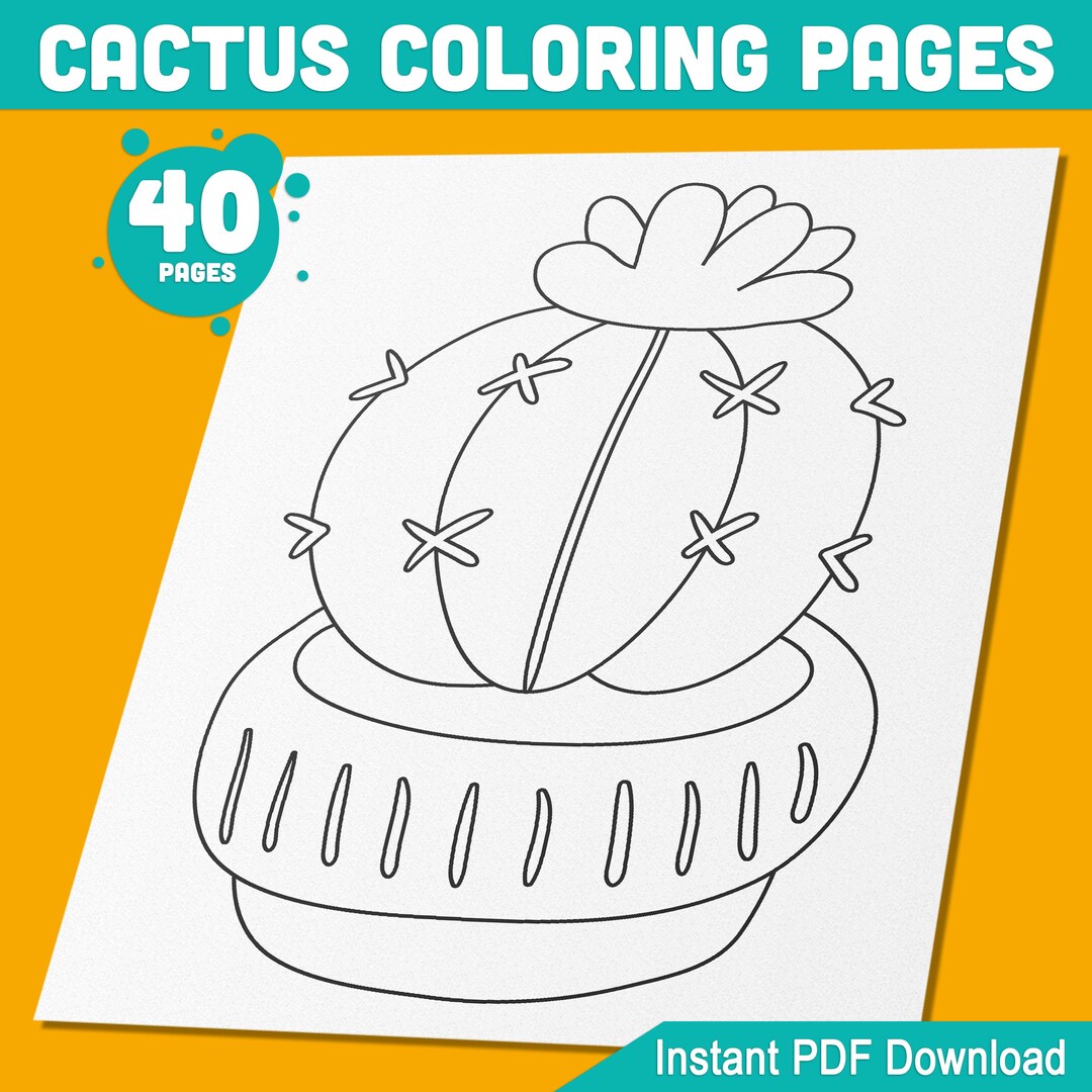 Cactus Coloring Pages: 40 Fun Activity Sheets for Kindergarten and ...