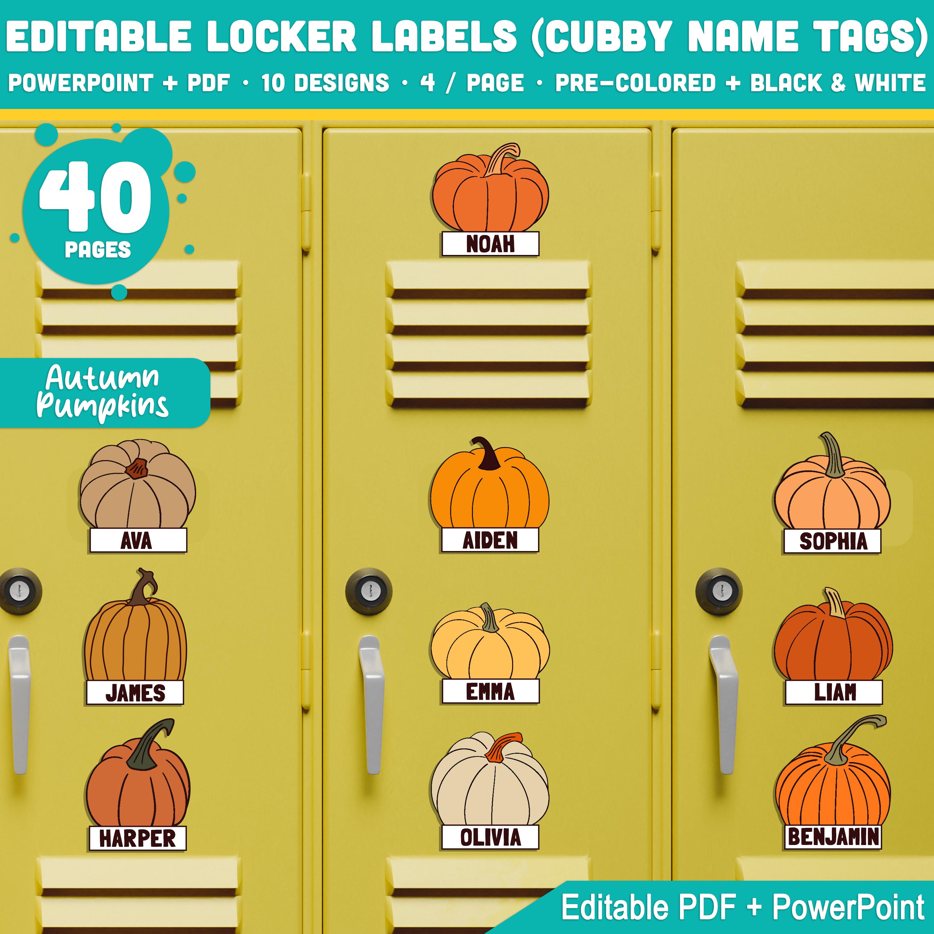 Editable Locker Labels (cubby Name Tags), Autumn Pumpkins Themed, PDF ...