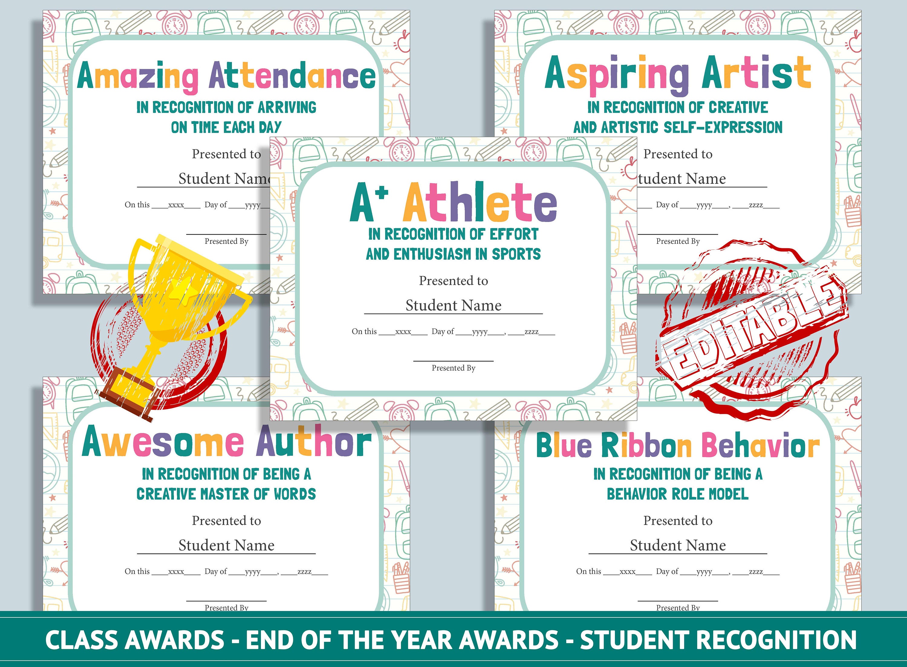 Editable Star Student Certificate, Annual Awards, End of School Year ...