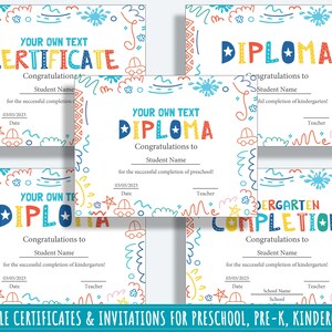 Certificate Template, Editable End of Year Diplomas, Certificates, and ...