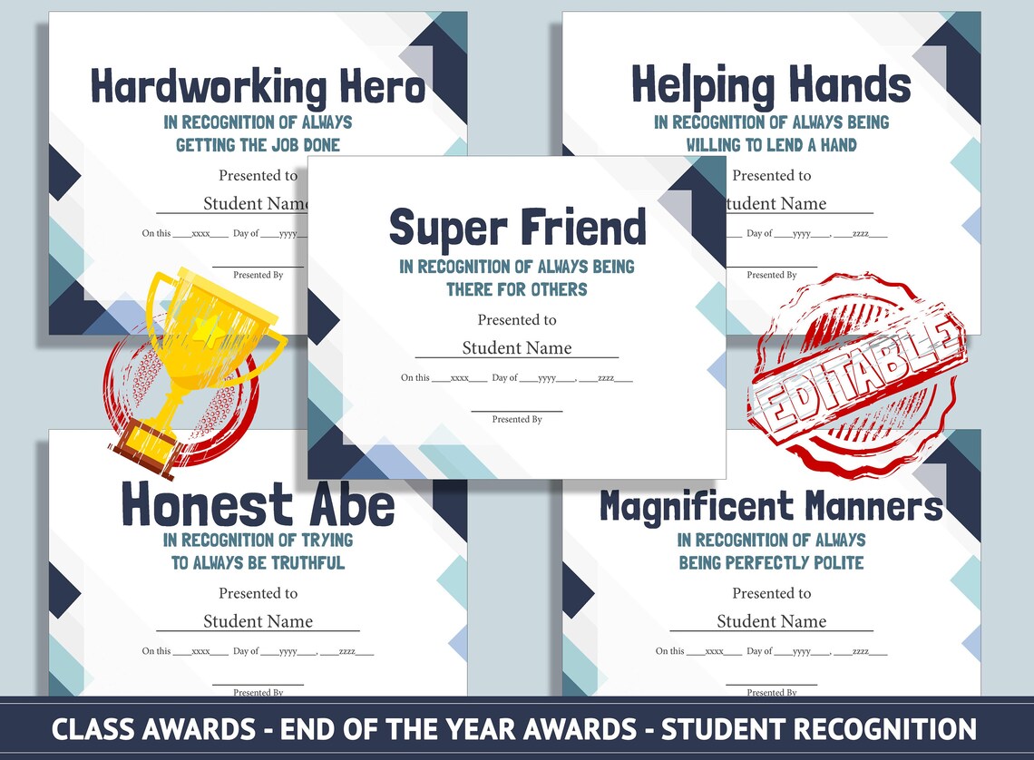 Editable Middle School Awards End of the Year Awards Student - Etsy